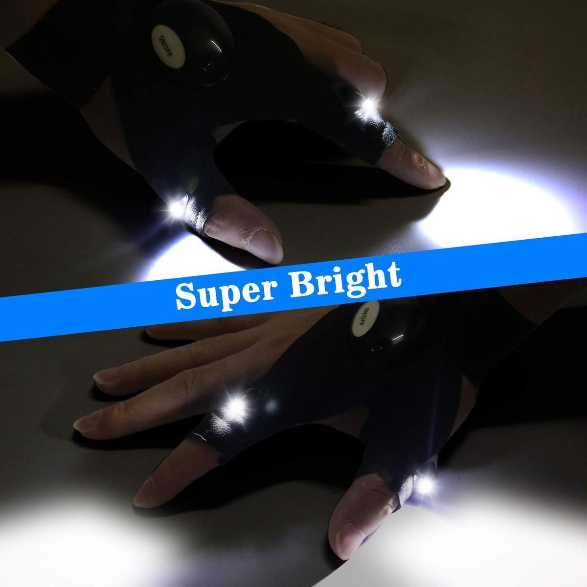 P SHOP | LED Flashlight Glow Finger Light Gloves (Pair Pack) Work ...