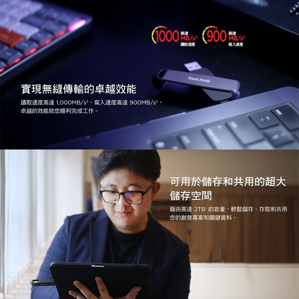 SanDisk | 512GB Extreme PRO(1000MB/s) USB 3.2 Gen 2 雙用固態手指(SDDDE1-512G-G46)【原裝正貨】 | 儲存容量 : 512GB ...