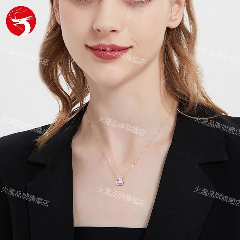A1 | 925 silver pink diamond cherry blossom necklace | HKTVmall The Largest HK Shopping Platform