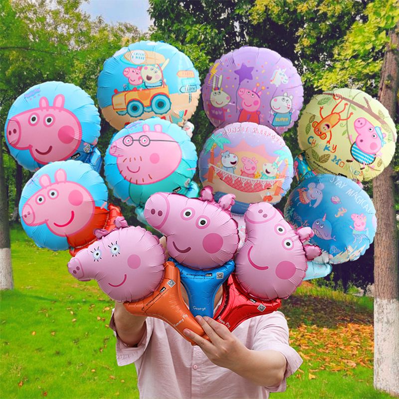 GENIE | Peppa Pig Foil Balloons 20PCS Set Hand Held Stick Birthday ...