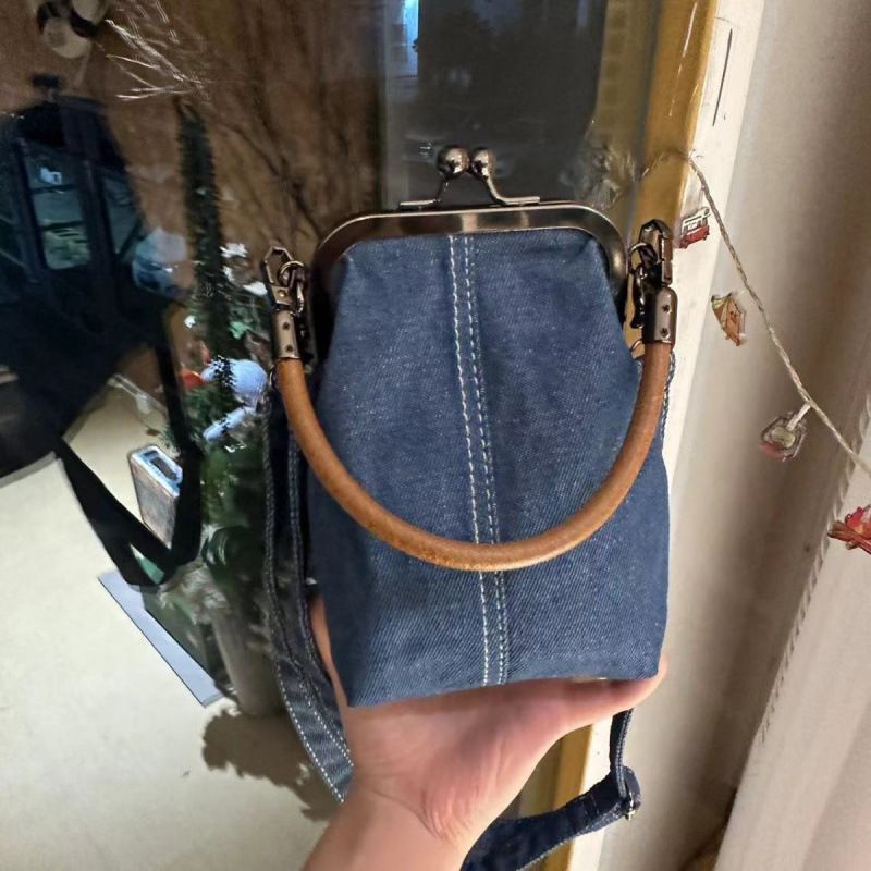 Shipped from Mainland | Jeans fabri-Light blue + one-shoulder strap ...