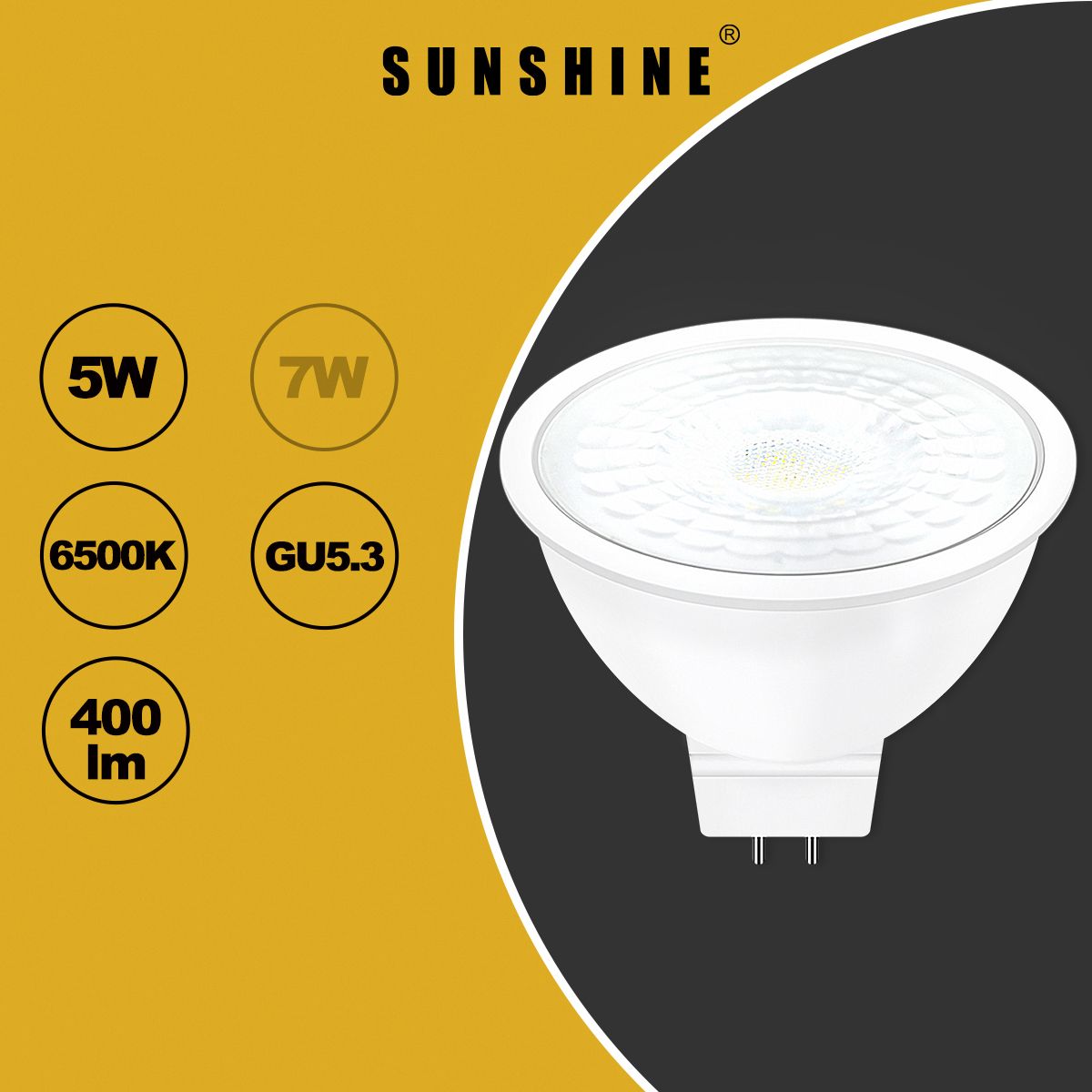 陽光 | LED燈膽(MR16射膽) - 5W / GU5.3 / 白光6500K / AC/DC12V (不可調光暗) #LED燈泡 #LED射膽 #LED射燈 (LMR16F-5D ...