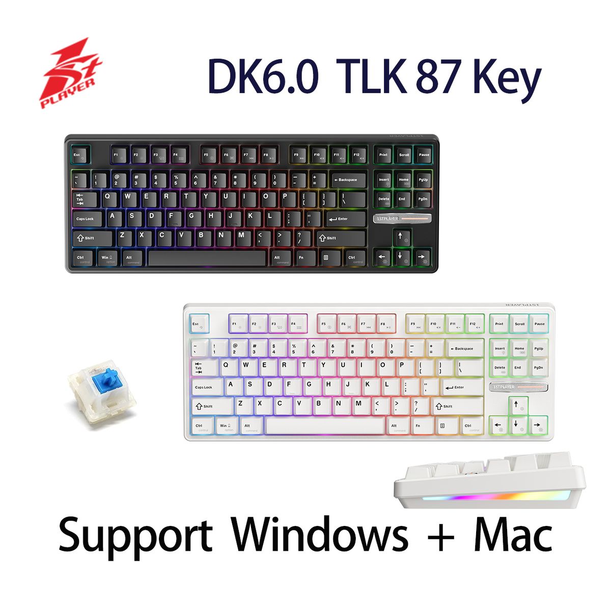 首席玩家 | 機械青軸 DK6.0 TKL 87鍵 RGB 電競鍵盤 [黑色] | 顏色 : Black 黑色 | HKTVmall 香港最大網購平台
