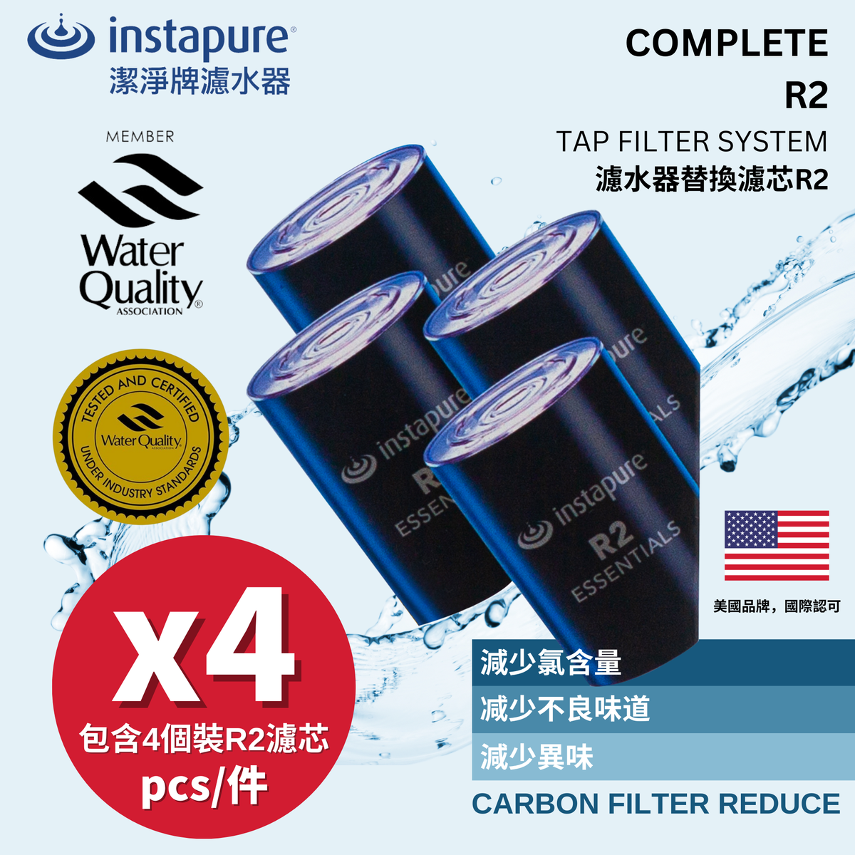 instapure | 濾水器替換濾芯4個裝R2 #淨水器 | HKTVmall 香港最大網購平台