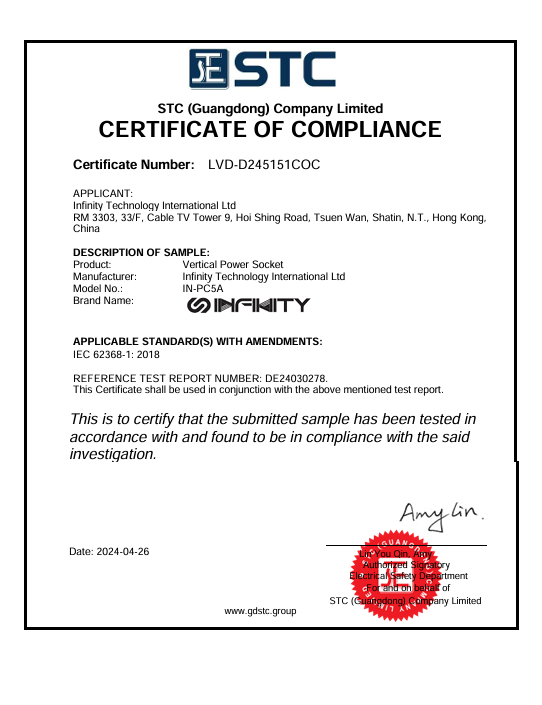 Infinity | 【黑色】PC5A PD20W 3A1C 5位直立拖板 | IN-PC5A | 顏色 : 黑色 | HKTVmall 香港 ...