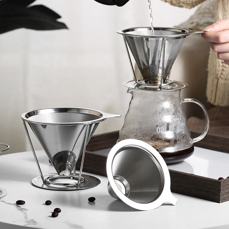 日本暢銷 | Coffee filter tea slag funnel 304 stainless steel double-layer ...