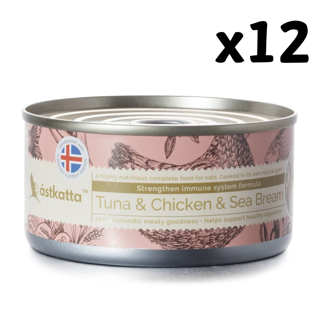 ástkatta | Tuna & Chicken & Sea Bream | Cat Can Food (170gx12 ...