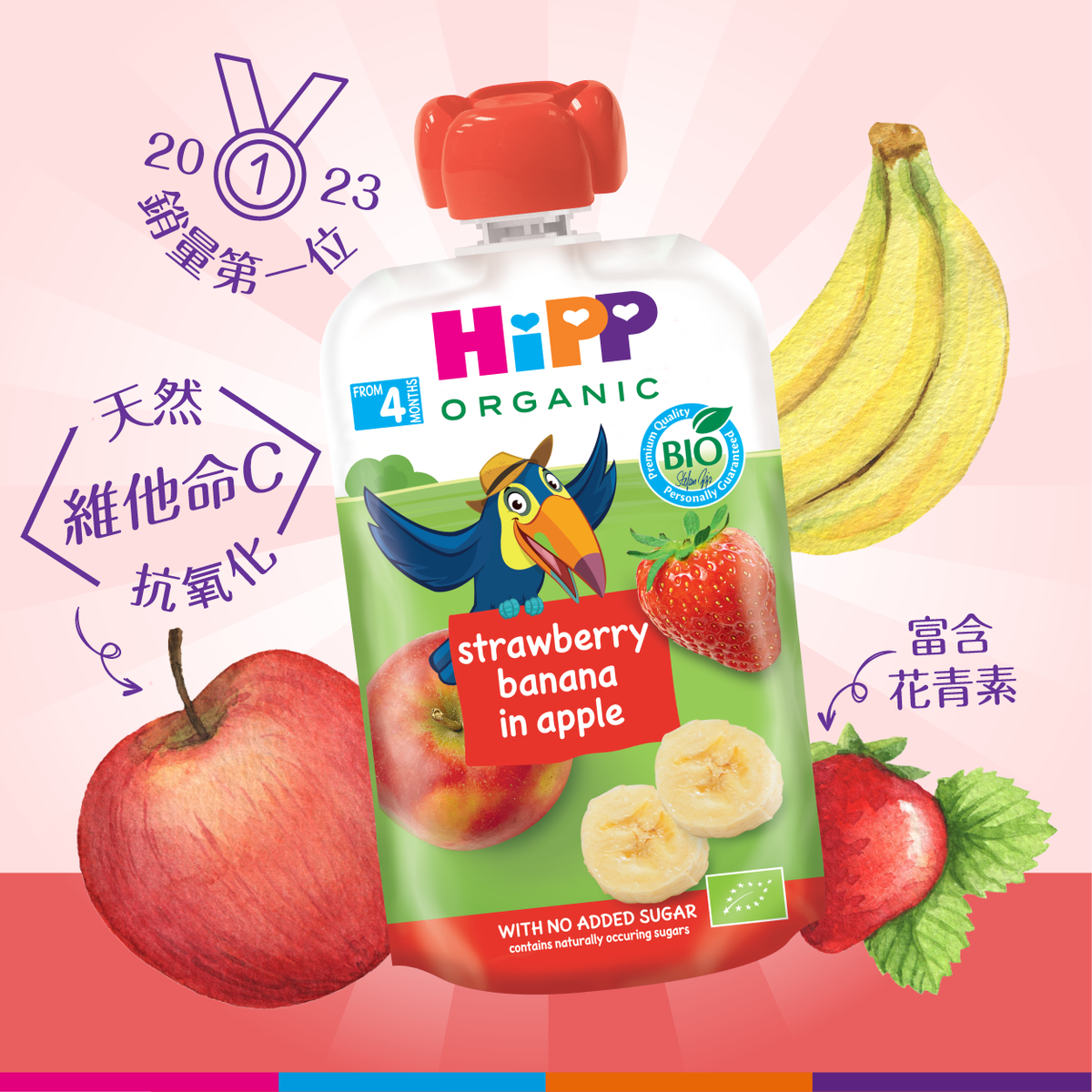 HiPP | Organic Strawberry Banana in Apple 6 PCS_AB8521-02-U (33750 ...