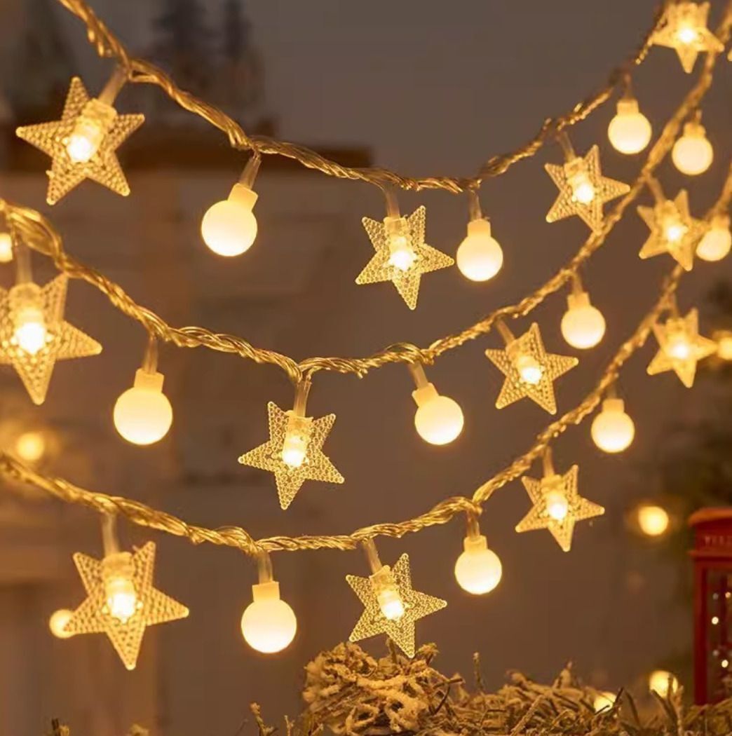 X'mas Offer | Star ball light string Christmas-(star + small ball ...