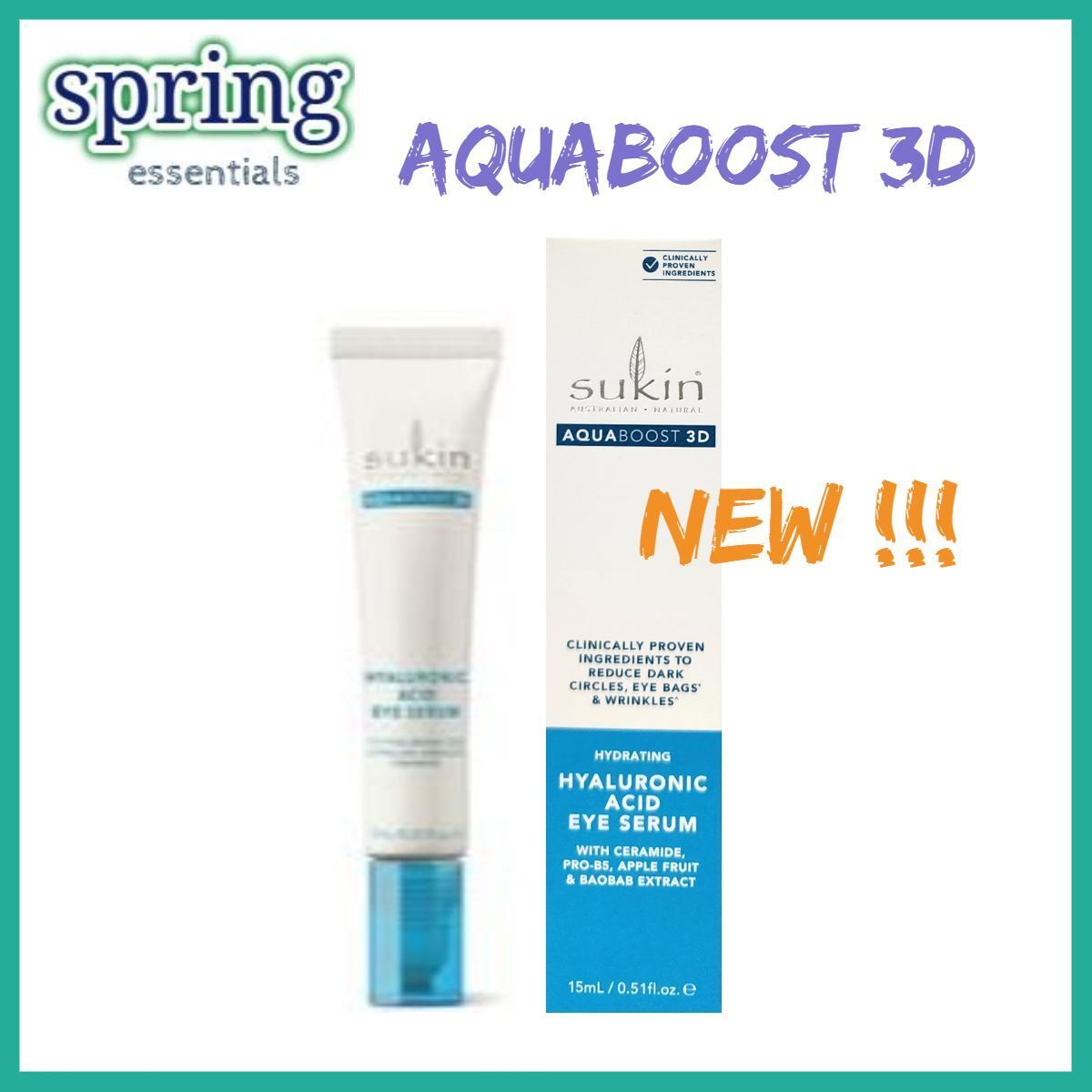 Sukin | AQUABOOST 3D - 透明質酸眼部精華液 15ml (平行進口) | HKTVmall 香港最大網購平台