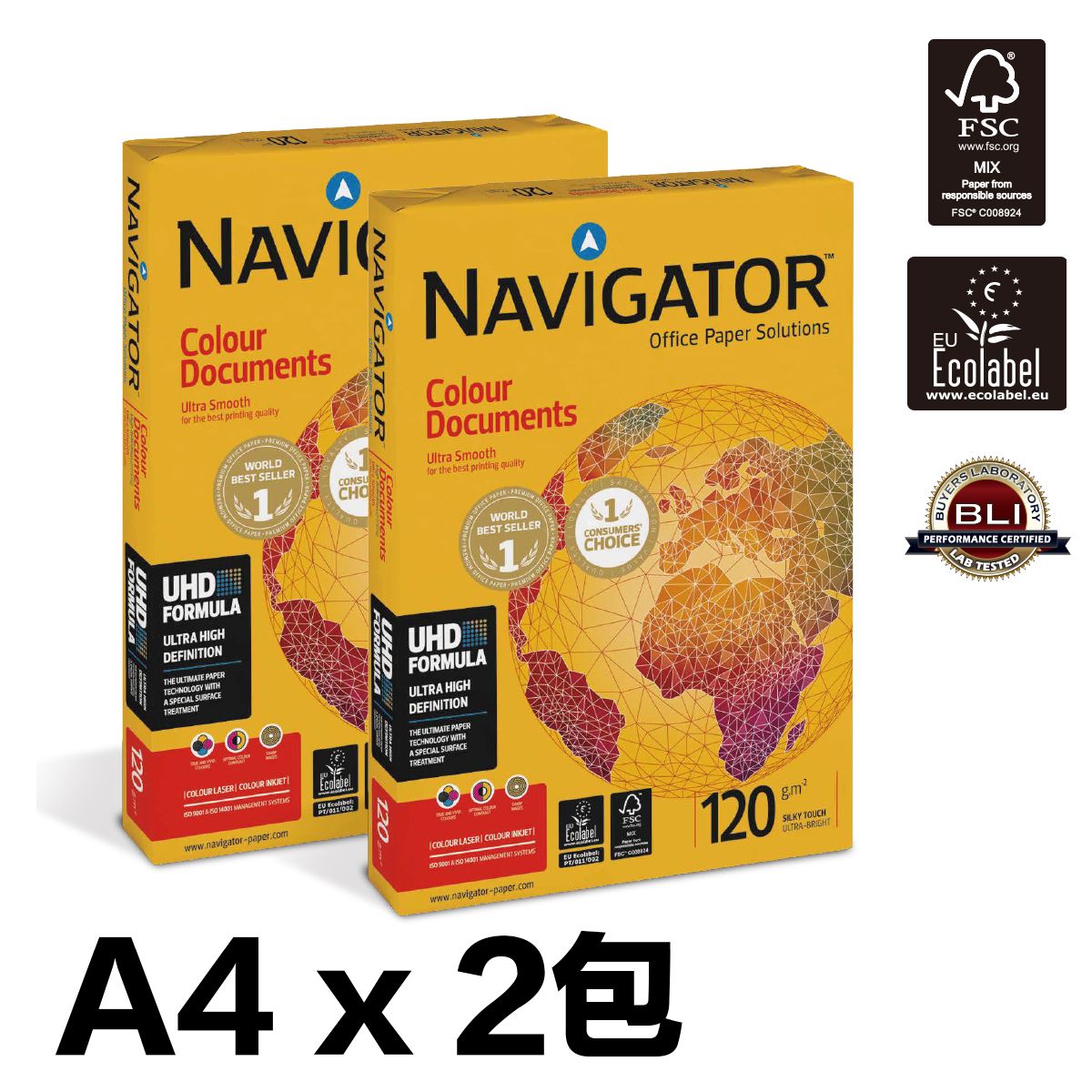 NAVIGATOR | Navigator COLOUR DOCUMENTS 彩圖用 120克/gsm A4影印紙（兩包裝） | HKTVmall 香港最大網購平台