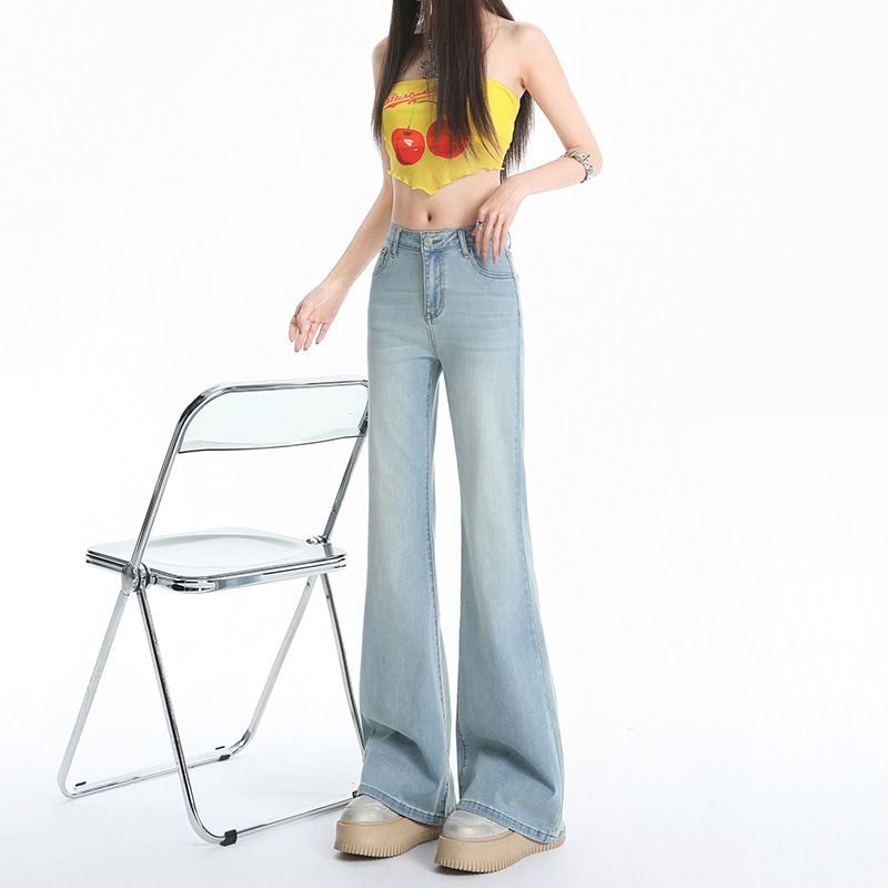 Shipped from Mainland | Light-colored low-rise micro-flared women's ...