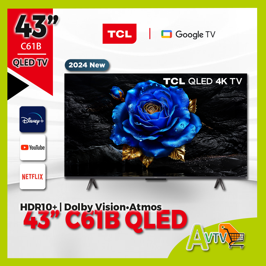 TCL | TCL 43 43C61B 4K QLED Google TV (送 藍牙耳筒,8K HDMI,掛牆架) 4K高清智能電視 ...