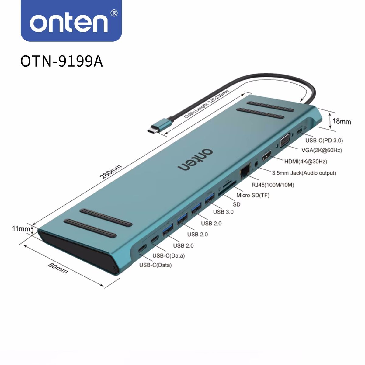onten | 9199A 13合1筆記型電腦擴充座多功能擴充塢，HDMI + VGA | HKTVmall 香港最大網購平台