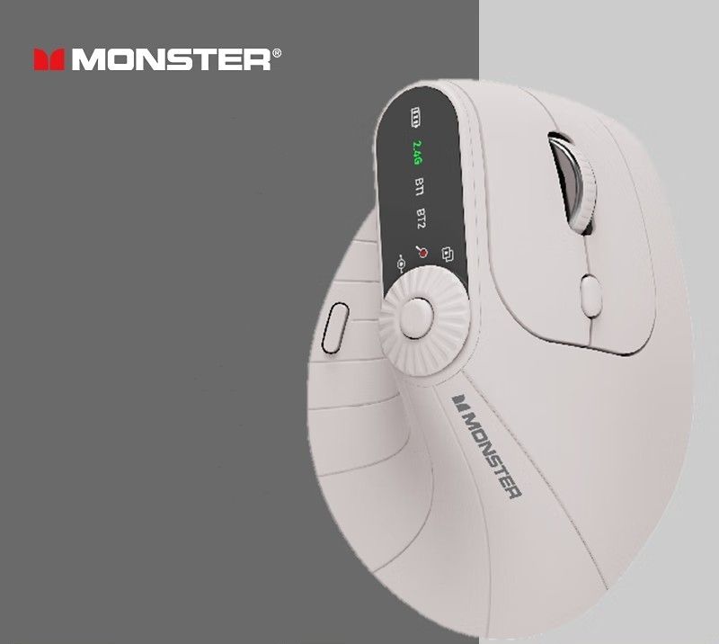 MONSTER | M2 PRO 無線滑鼠 人體工學 垂直直立 無線藍牙 可充電 適合遊戲電競辦公 人體工學垂直握感 藍牙 2.4G雙模 | 顏色 : 杏 | HKTVmall 香港最大網購平台