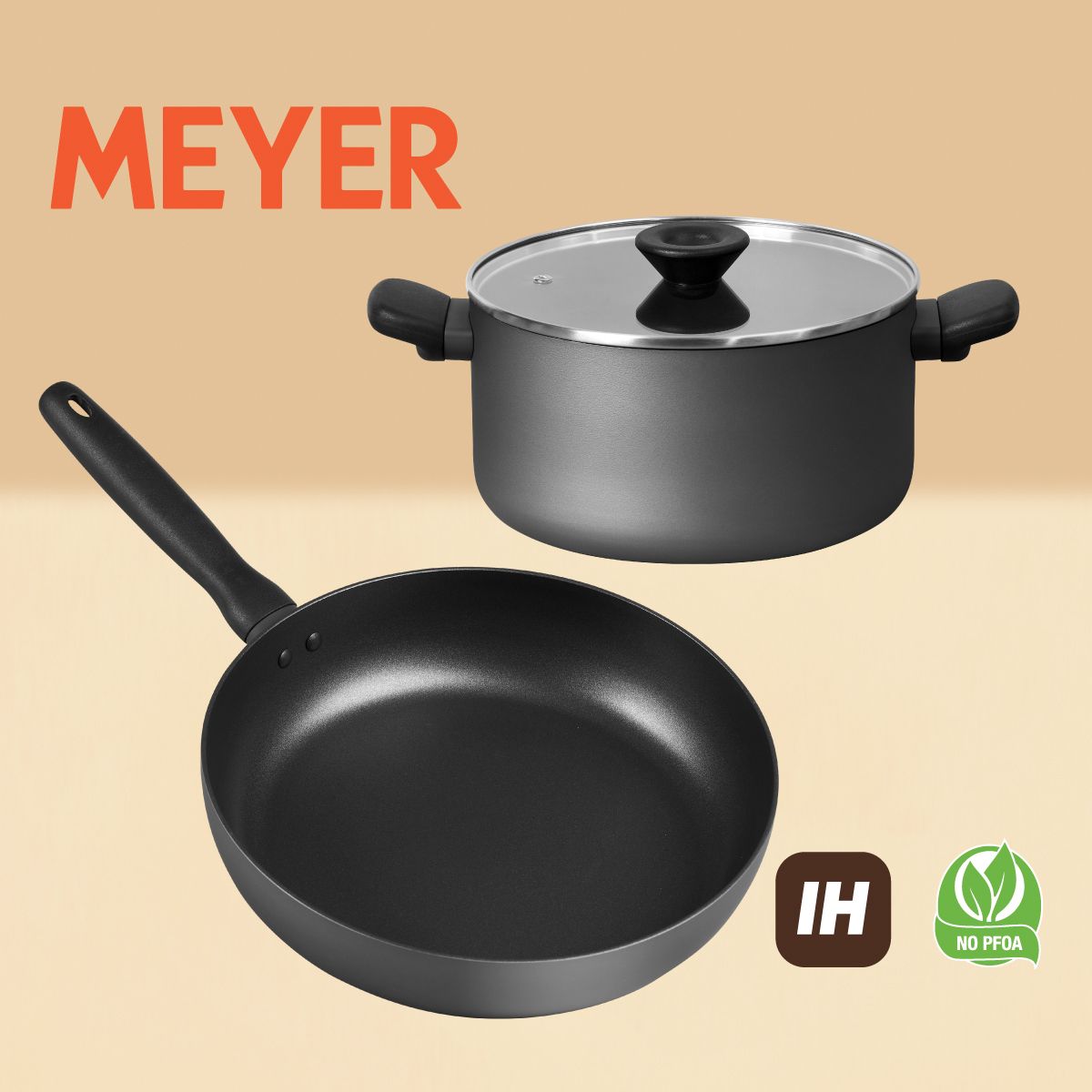 美亞 | [HKTV獨家] 升級不黏3件廚具套裝: 煎鍋 28CM + 燜煮鍋24CM/5.2L +玻璃蓋-Bauhaus (#15208-TE07_15204-TE07 ...