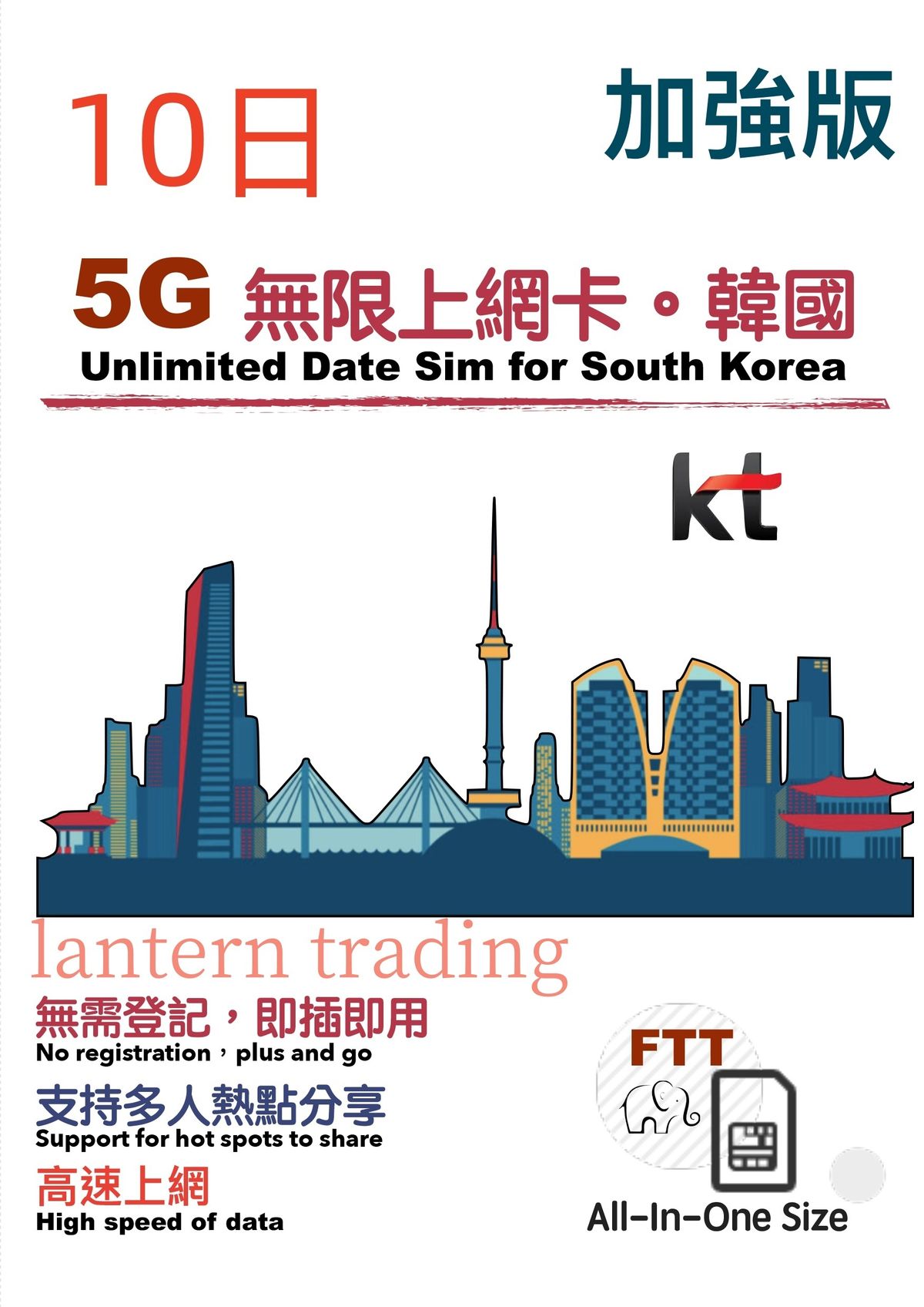 Hong Kong | 南韓 10天無限上網 | 旅行日數 : 10 | HKTVmall 香港最大網購平台