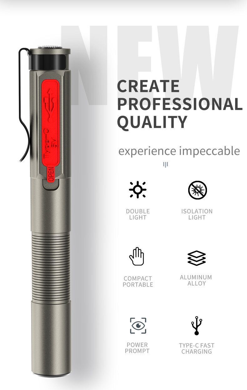 HOT | TYPE-C USB Rechargeable Portable Medical Flashlight〡Dual Light ...