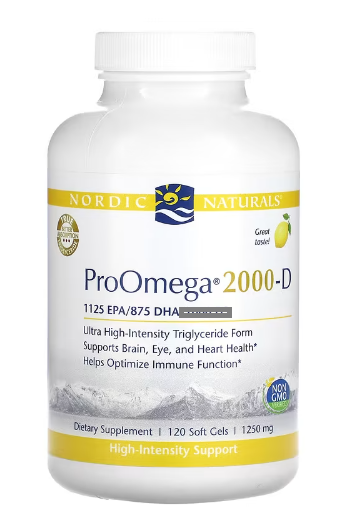 NORDIC NATURALS | ProOmega 2000-D，檸檬味，1,250 毫克，120 粒軟凝膠（每粒軟凝膠 625 毫克）幫助 ...
