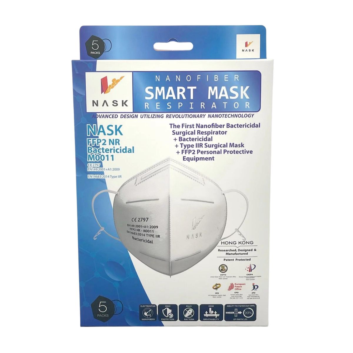 NASK | NASK納米纖維呼吸器 (PRO CE FFP2)-成人-5片 | HKTVmall 香港最大網購平台