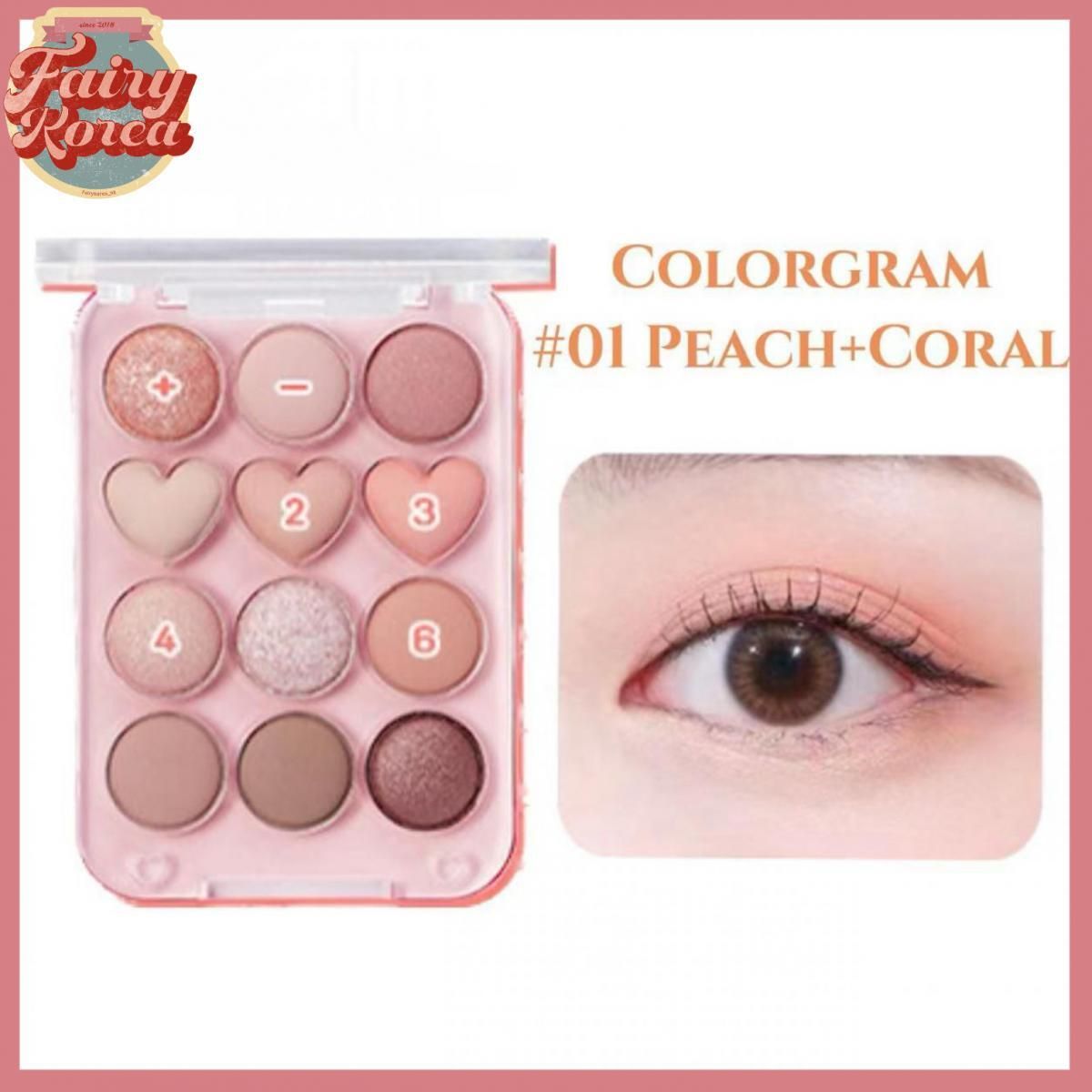 OLIVE YOUNG | Colorgram X ShuHua 12色心心計算機眼影盤 #01Peach+Coral【平行進口】 | HKTVmall 香港最大網購平台