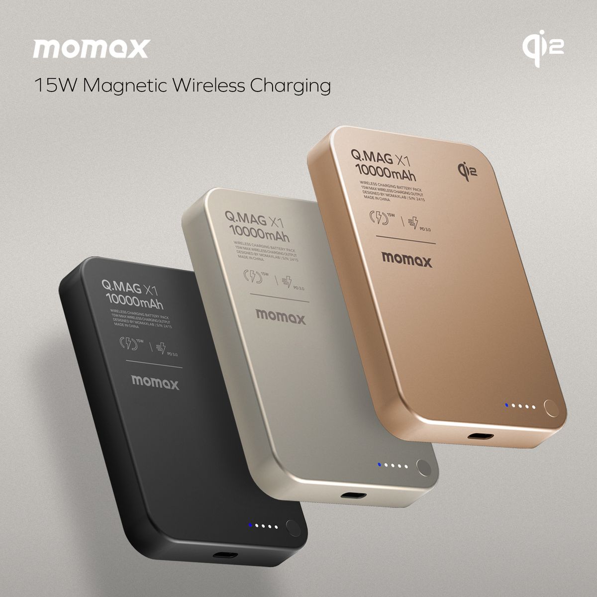 MOMAX | Q.Mag X1 Qi2 超薄磁吸流動電源 10000mAh - 第二代 (黑色) IP136Q2D | 顏色 : 深黑色 ...