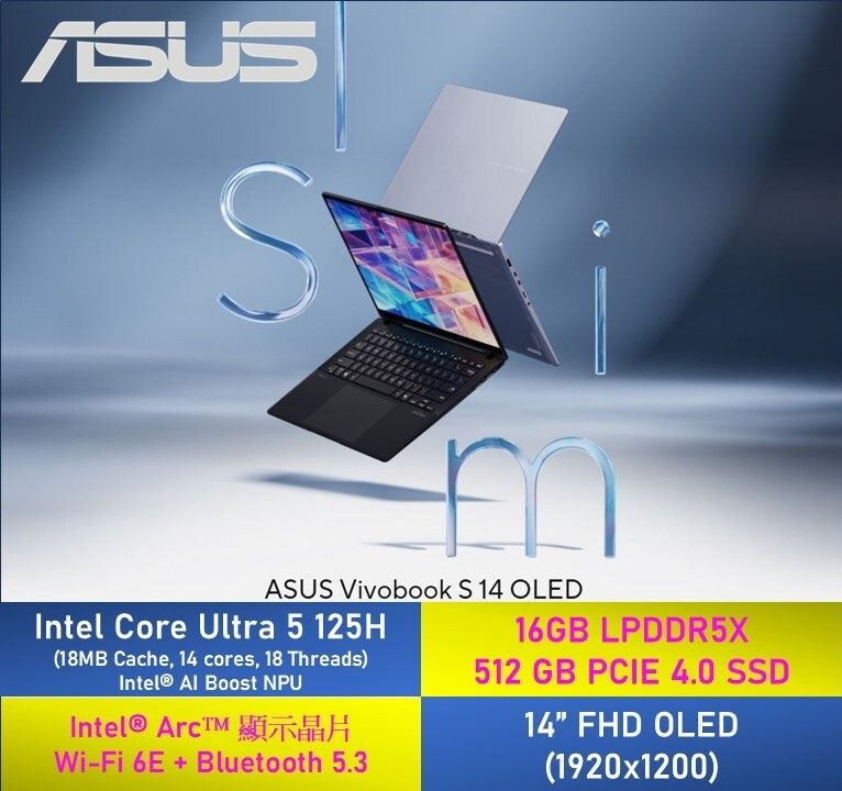華碩 | ASUS Vivobook S 14 OLED (S5406, 14th Gen Intel) S5406MA-OLED ...