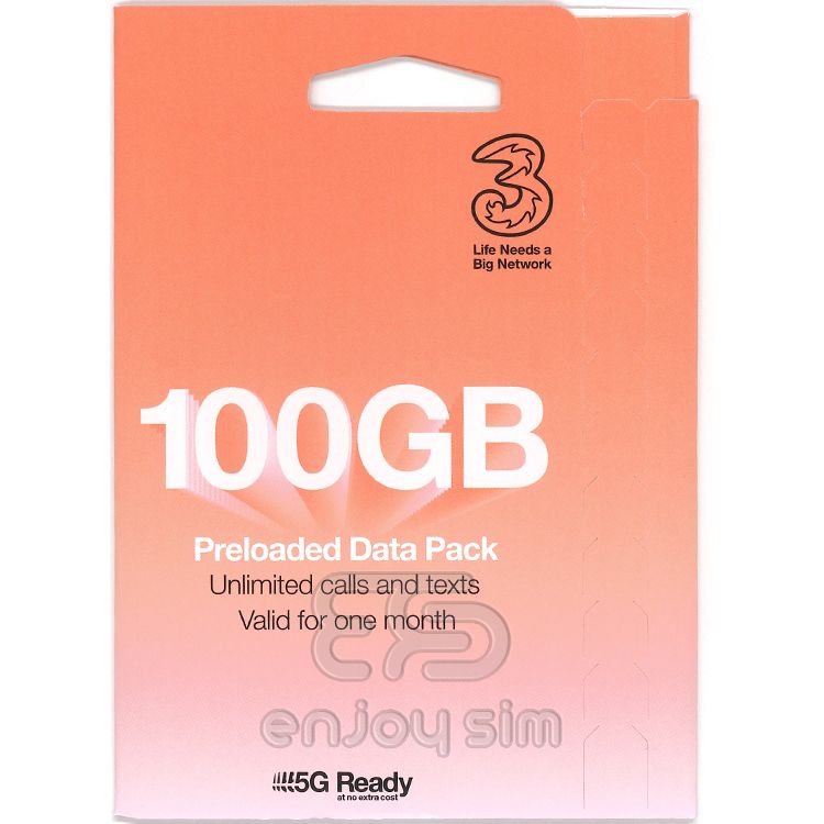 3 (UK) | 3UK【100GB】英國及歐洲70+國家地區 5G/4G上網卡數據卡SIM咭 S26 | HKTVmall 香港最大網購平台
