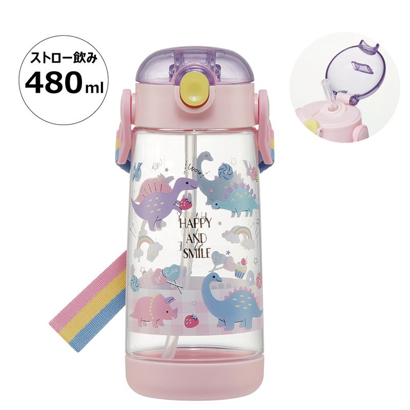 Skater | 透明吸管水樽 480ml Happy & Smile Rainbow (PDSH5-646287) | HKTVmall 香港最大網購平台
