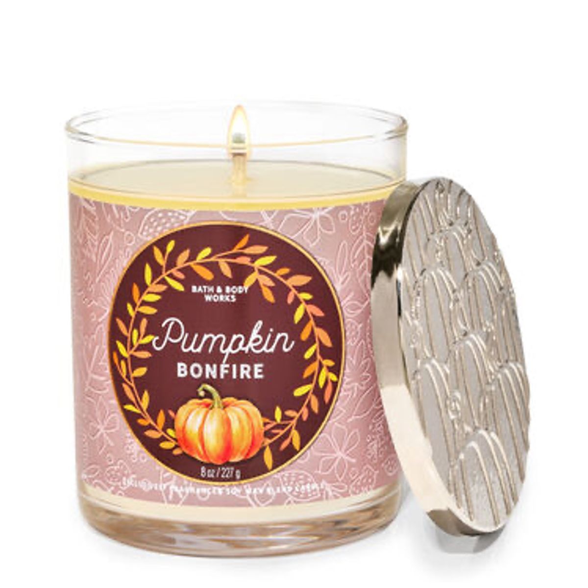 Bath & Body Works | PUMPKIN BONFIRE Signature Single Wick Candle 8oz ...