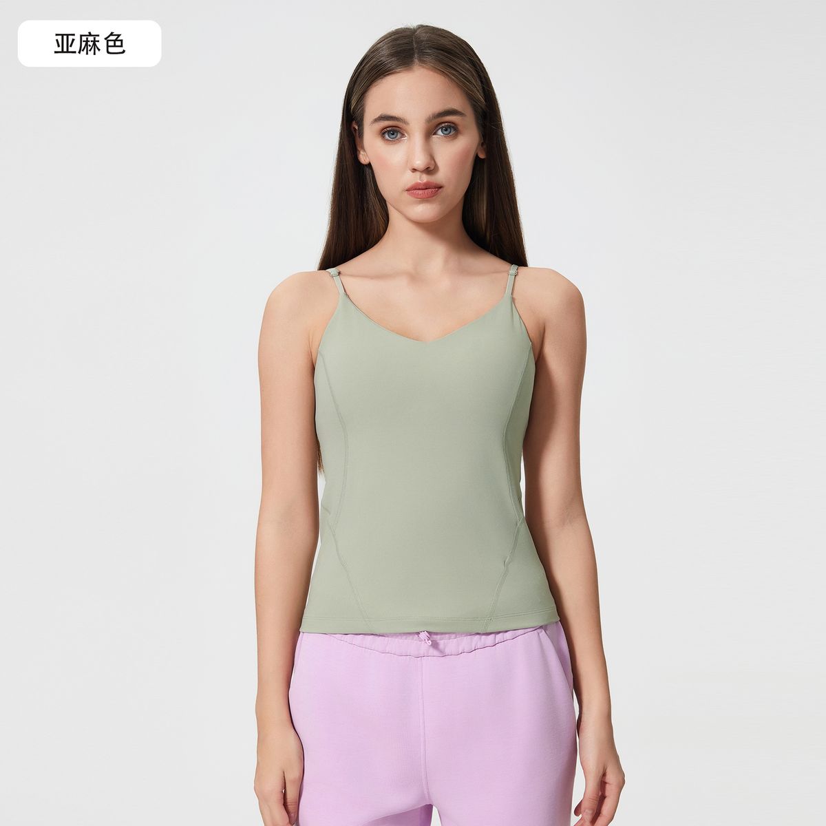 #N/A | 新款帶胸墊裸感塑形健身瑜伽服性感吊帶可調節運動背心女D250 | 顏色 : 杏 | 尺碼 : 4 | HKTVmall 香港最大網購平台