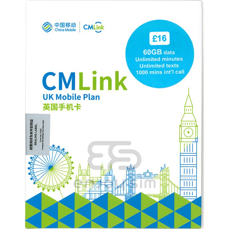 中國移動國際 | CMLink UK【60GB / 1個月】【英國、歐盟及指定地區、中國內地、香港】5G/4G/3G上網卡數據卡SIM咭 S13(新舊包裝隨機發貨) | HKTVmall 香港 ...