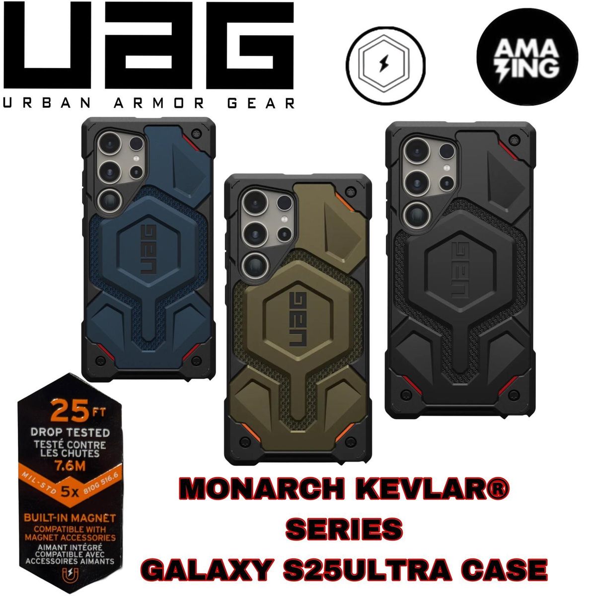UAG | MONARCH KEVLAR SERIES GALAXY S25 ULTRA CASE-KEVLAR BLACK 紅點黑色 | 顏色 : 黑色 | HKTVmall 香港最大網購平台