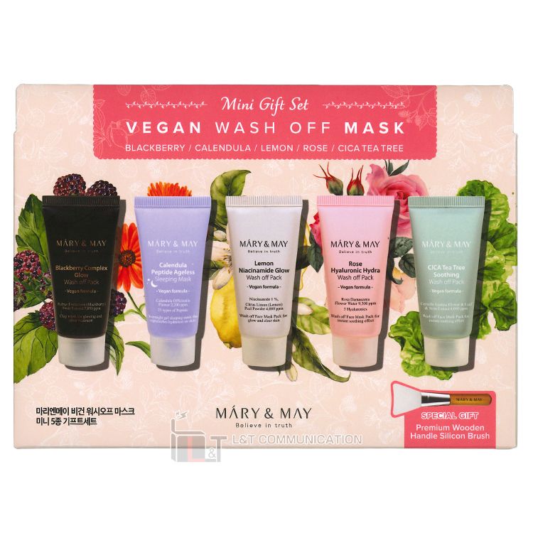 MARY & MAY | Vegan wash off mask mini gift set(with silicone brush) E1 ...