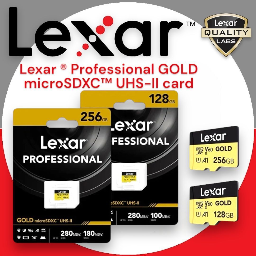 LEXAR | 128GB Professional GOLD (280MB/s) microSDXC UHS-II 記憶卡 V60 A1 U3 - LMSGOLD128G-BNNNG【原裝正 ...