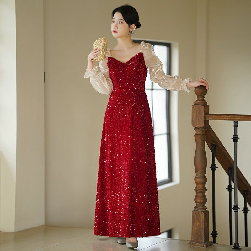 off shoulder banquet princess dress evening dress performance chorus ...